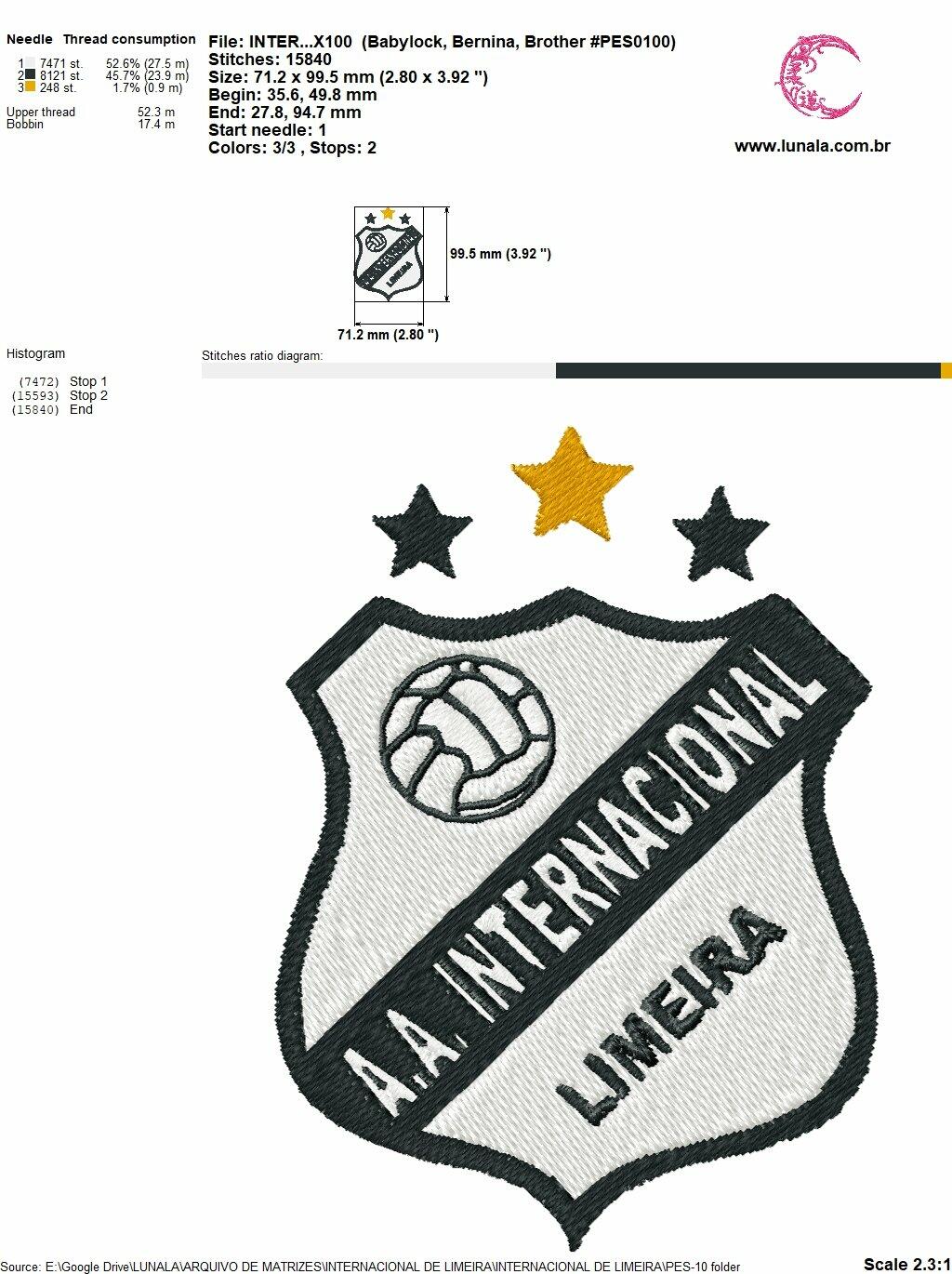 Comprar Matriz de bordado - Brasão - Internacional de Limeira - R$10,00