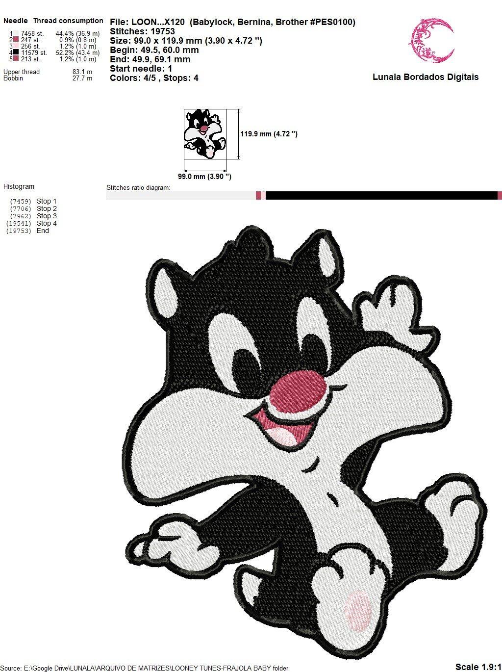 Comprar Matriz de bordado - Looney Tunes - Frajola Baby - R$10,00 ...