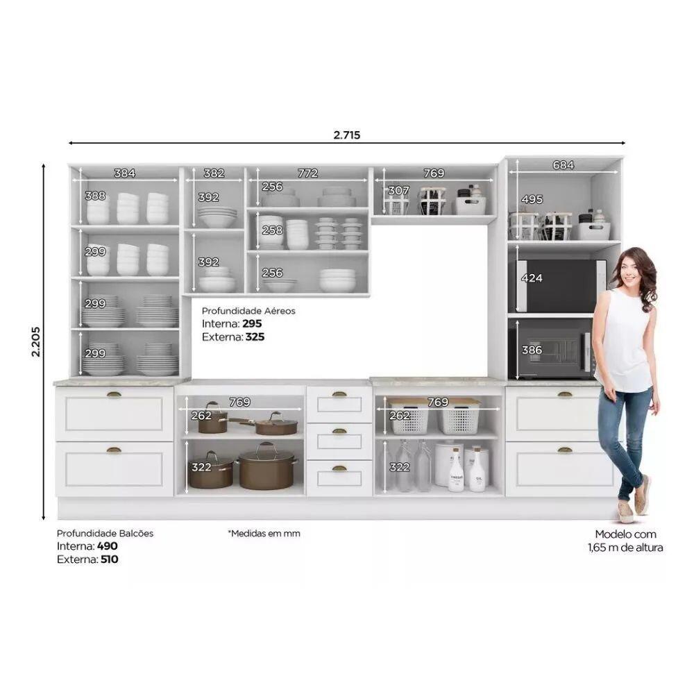 Comprar Cozinha Modulada 343cm 6 peças 12 Portas 7 Gavetas Americana ...
