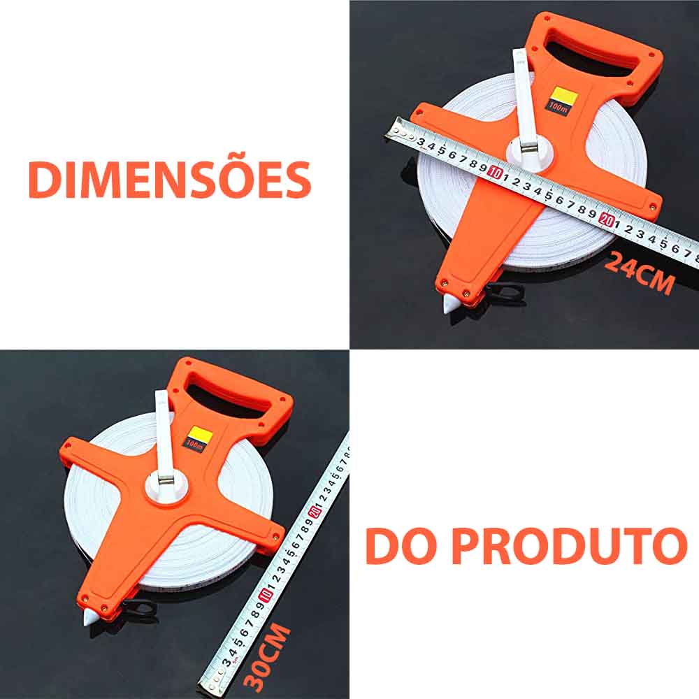 Comprar Trena Fita Métrica 100M Metros Mt Fibra De Vidro Flexível ...