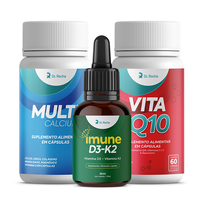 Vita Q10 + MultiCalcium + Imune D3K2 - Dr Rocha - Loja Oficial