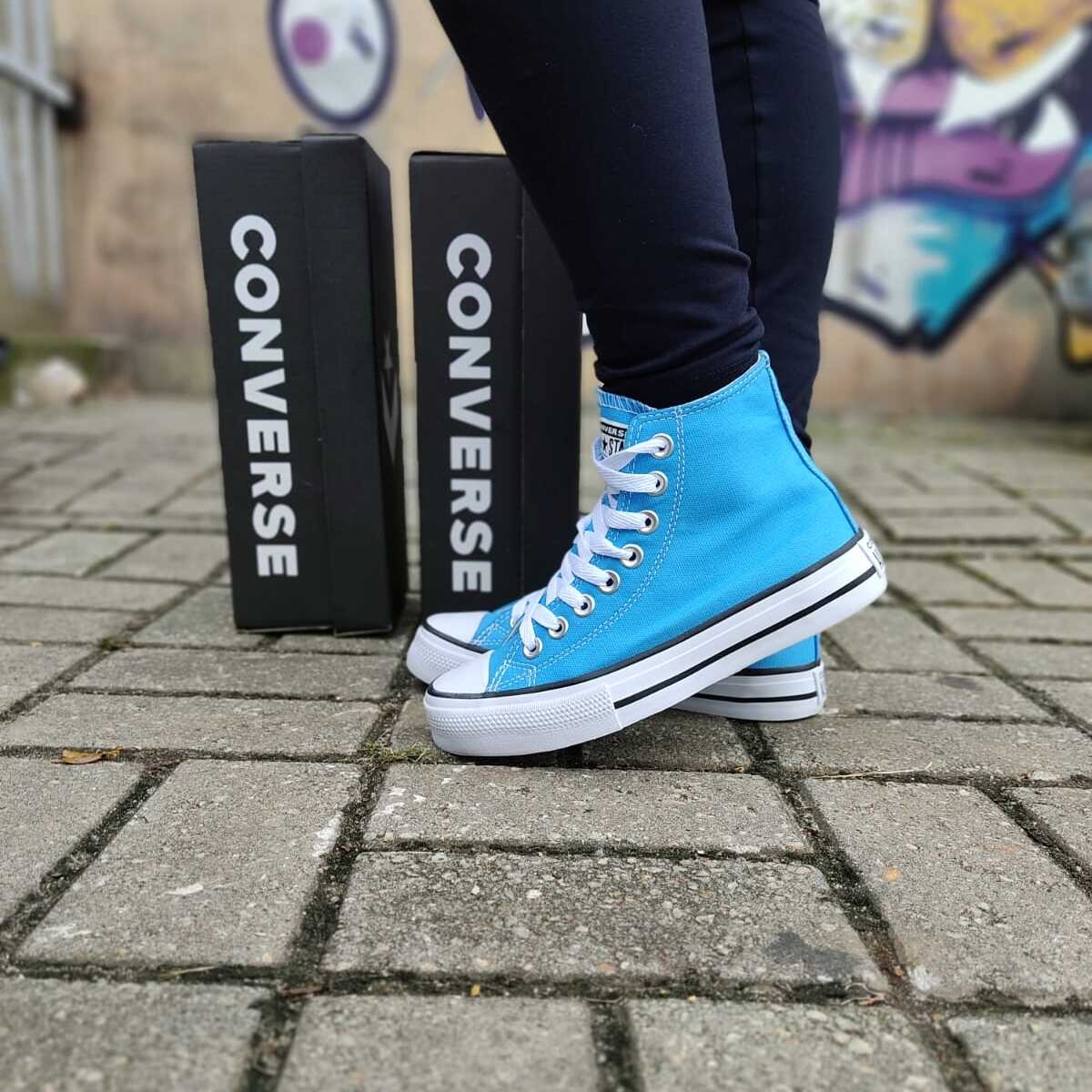 All Star Cano Alto Converse Azul Celeste | Piriket - R$129,99