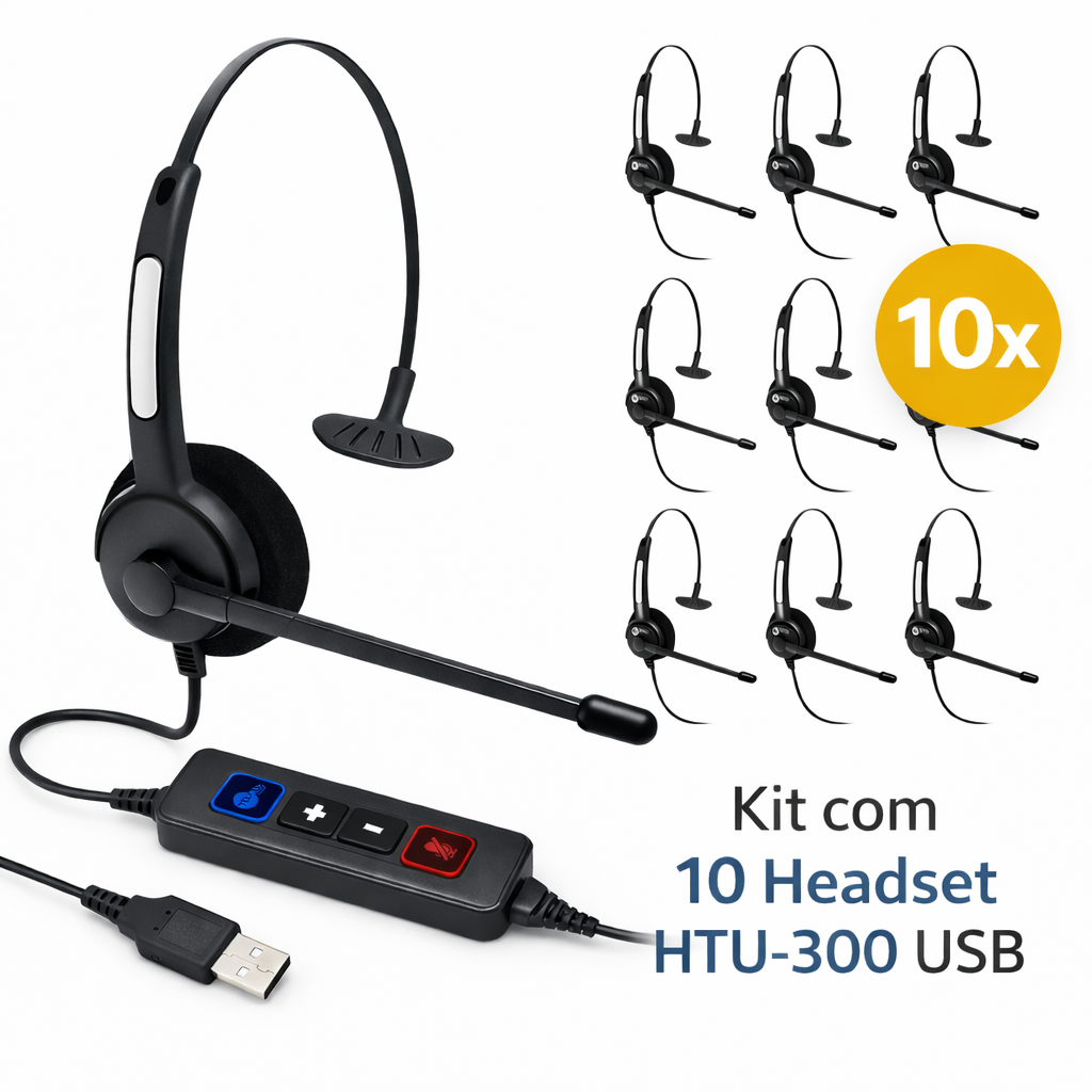 Comprar Kit 10 Headsets USB Profissionais HTU-300 Top Use com ...
