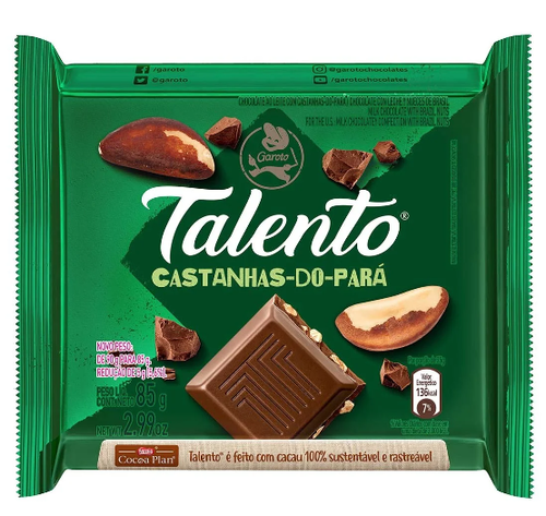 Comprar CHOCOLATE GAROTO TALENTO CASTANHA DO PARA (VERDE) 12X85G
