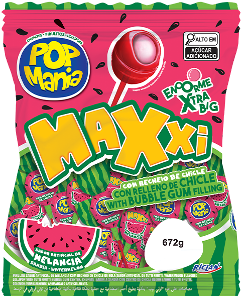 Comprar PIRULITO RICLAN POP MANIA MAXXI MELANCIA 672G - BH Balas