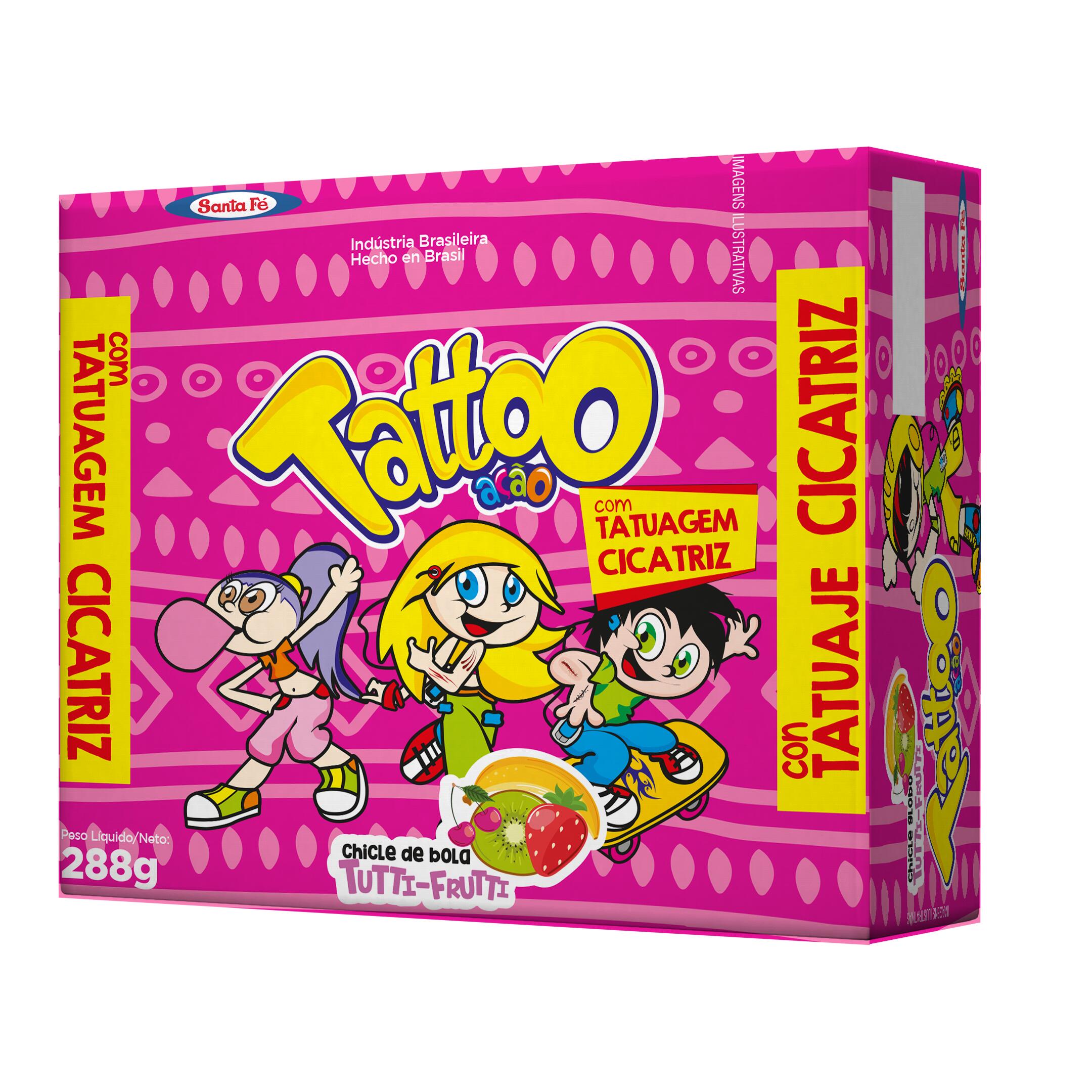 Comprar CHICLETE SANTA FE TATTOO ACAO CICATRIZ TUTTI FRUTTI 288G