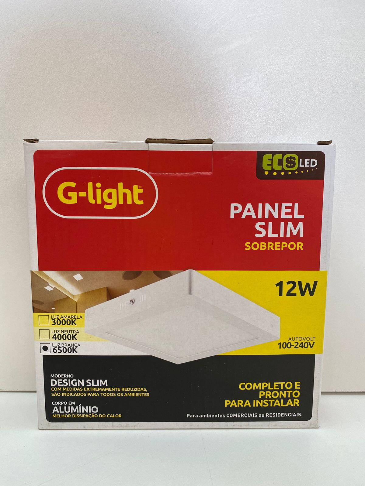 Comprar Painel Slim Ecoled Quadrado Sobrepor 12w 6500k Glight - a partir de R$17,85 - Casa Select