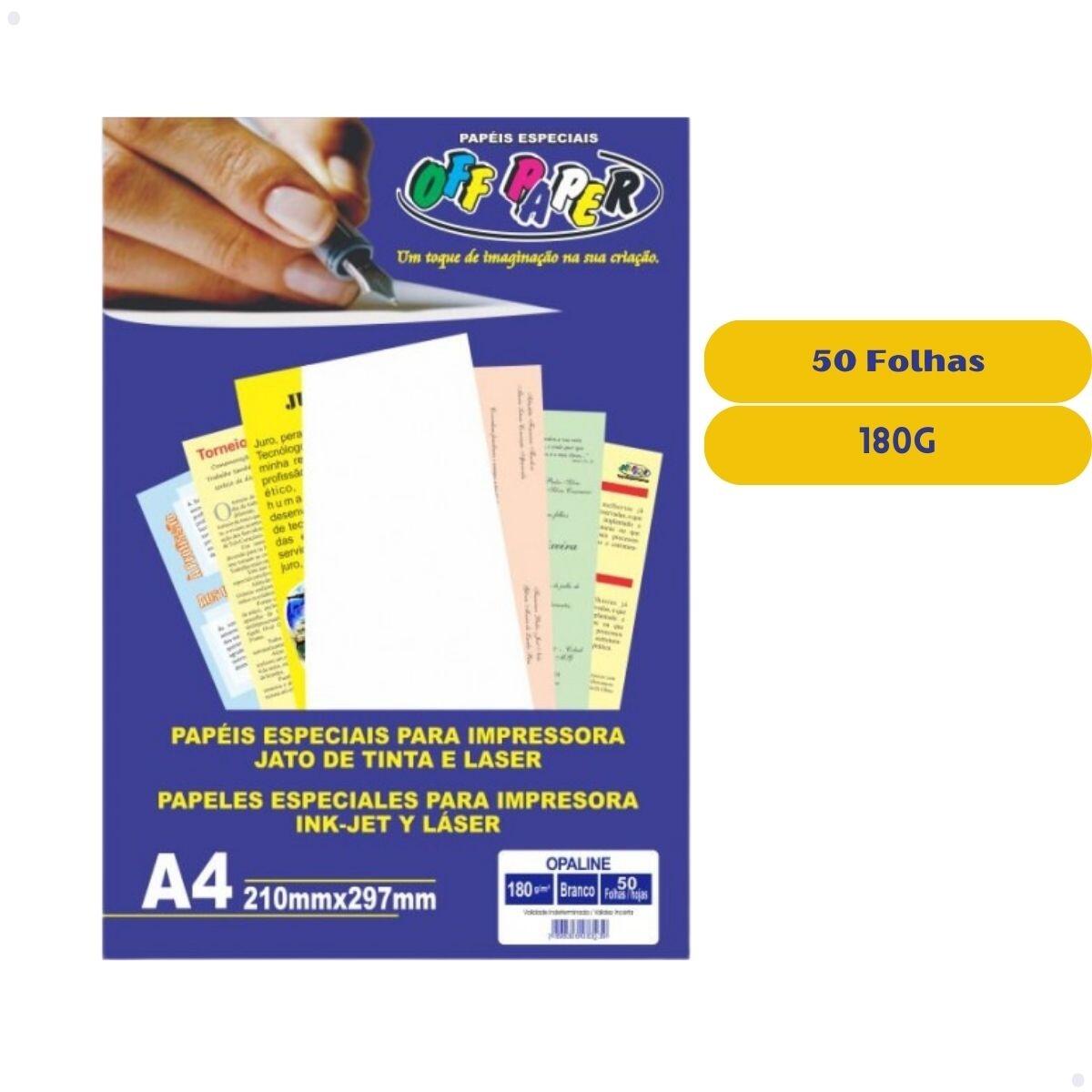 Comprar Papel Opaline 180G A4 Branco A4 PCT C/50 FLS - Off Paper - manders.com.br