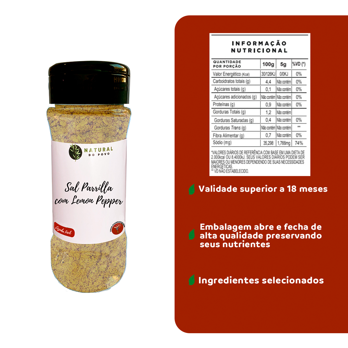 Comprar Sal Parrilla com Lemon Pepper Pote com Dosador 80g - de R$12,59 ...