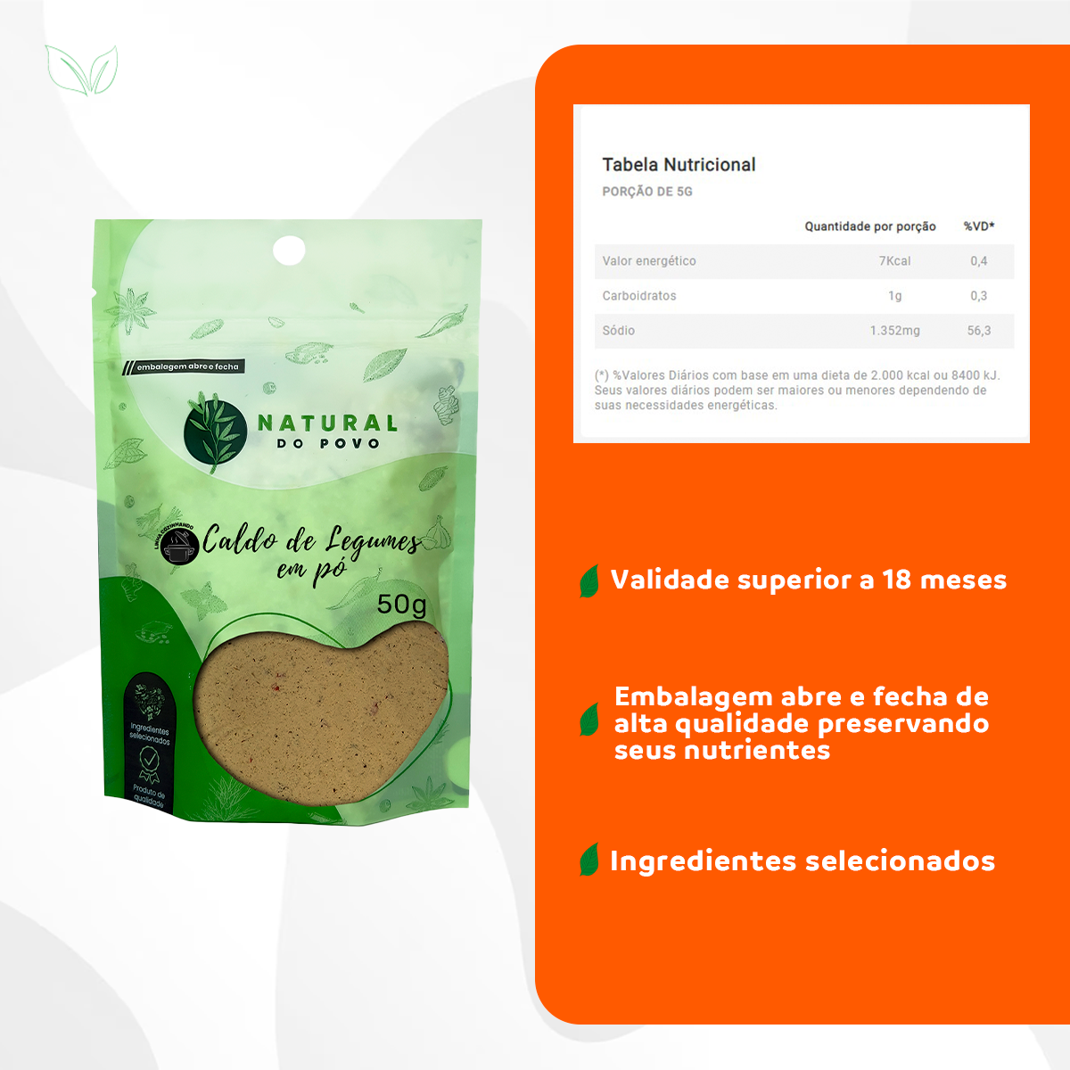 Comprar Caldo de Legumes em Pó 50g Pouch - de R$15,19 a R$38,94 - Grupo ...