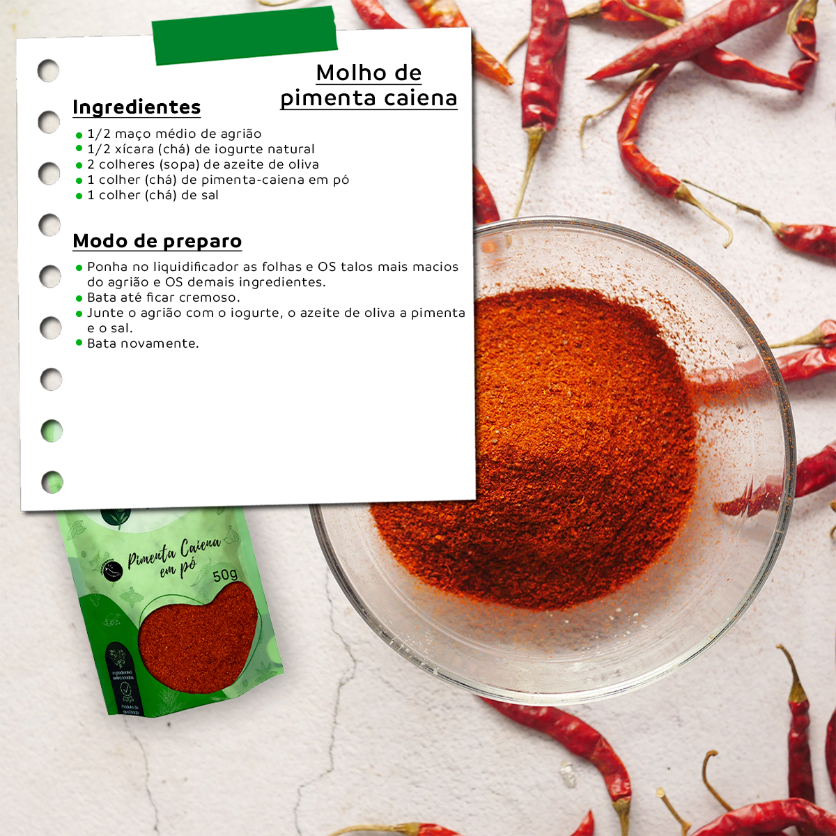 Pimenta Caiena em Pó 50g Pouch | Grupo Rocha Saude - a partir de R$13,40