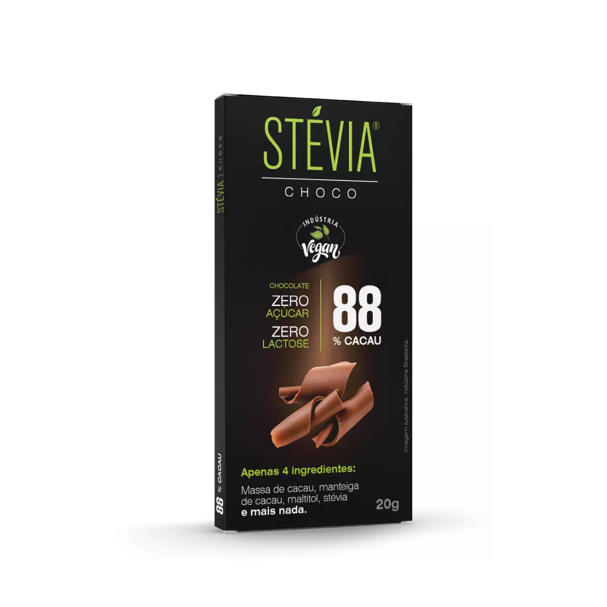 CHOCOLATE 88% CACAU STEVIACHOCO 20g - a partir de R$8,91