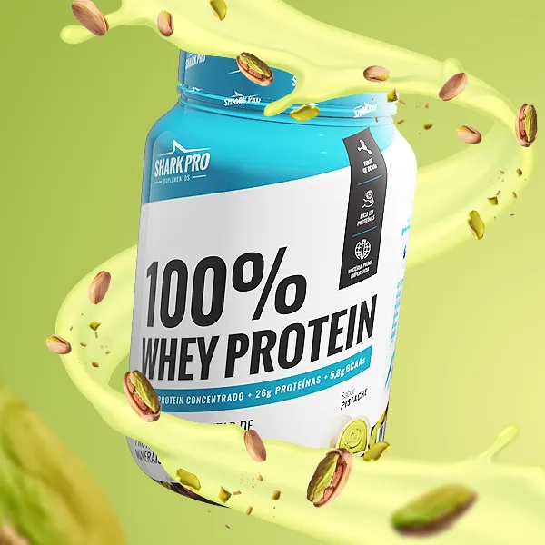 100% WHEY PROTEIN POTE SABOR PISTACHE 900G SHARK PRO - a partir de R$154,75
