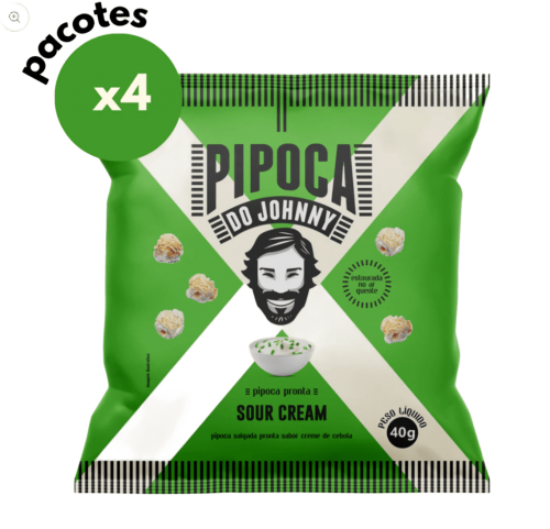 KIT 4 PIPOCA PRONTA SOUR CREAM 40G DO JOHNNY - a partir de R$36,53
