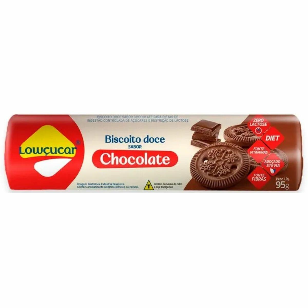 BISCOITO DOCE DIET ZERO LACTOSE CHOCOLATE 95G LOWÇUCAR - a partir de R ...