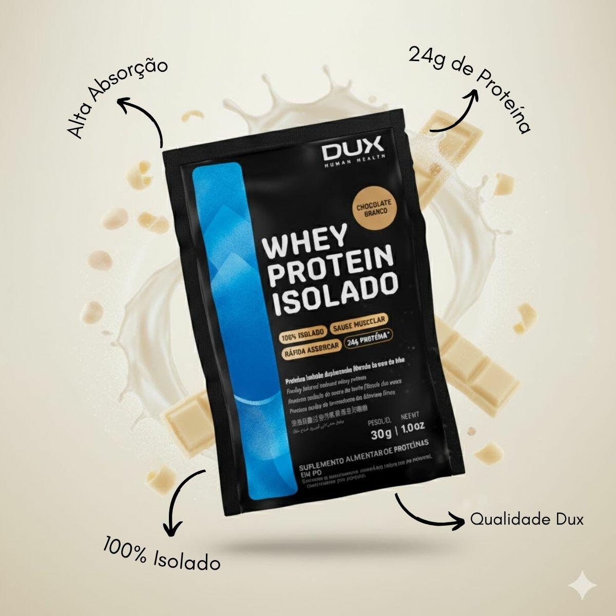 WHEY PROTEIN 24G PROTEINA ISOLADO PURO CHOCOLATE BRANCO DUX