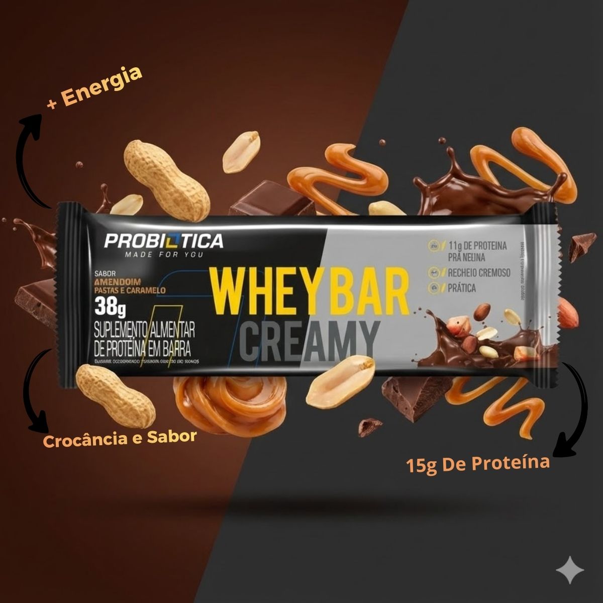 Comprar Mix 2 Whey Bar Barra Proteica Creamy e Chocolate 15g de Proteína Probiótica - a partir ...