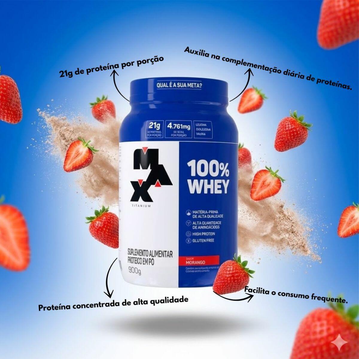 Whey Protein 100% Concentrado Morango 21g de | Grupo Rocha S - a partir ...
