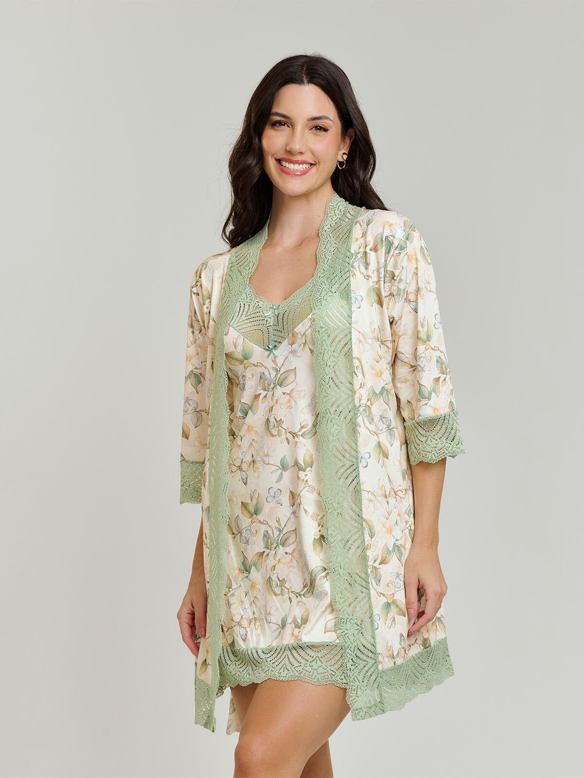 Comprar Robe Estampado Fluit Com Renda - Serena - Verônica Lingerie