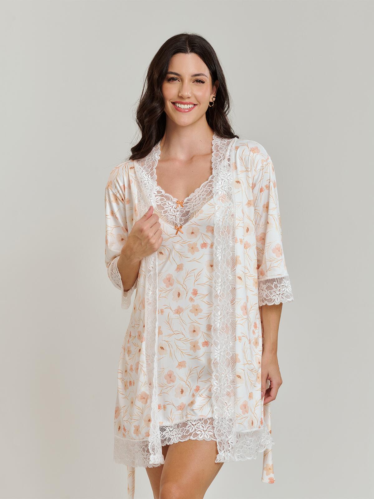 Comprar Robe Estampado Fluit Com Renda - Serena