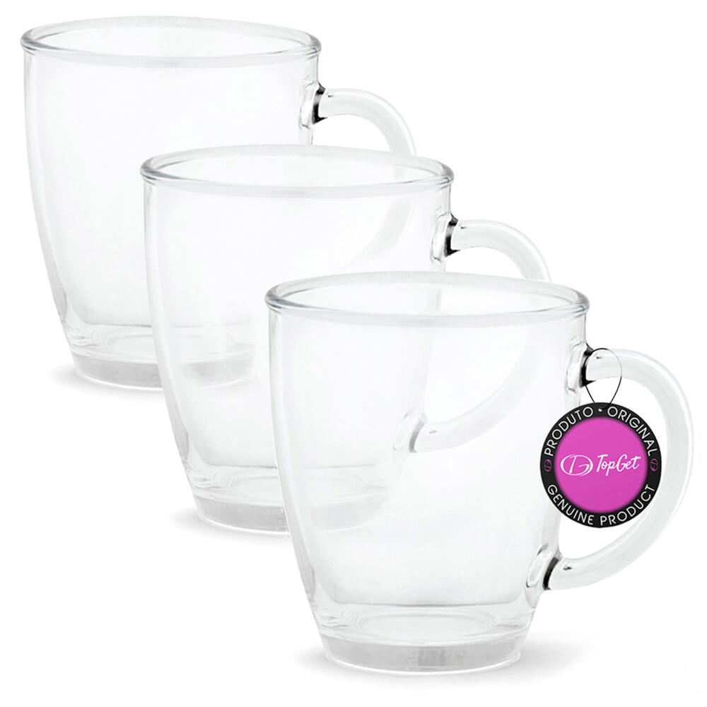 Comprar Kit 3x Caneca de Vidro 390 ml Muz TopGet - Loja Fitine
