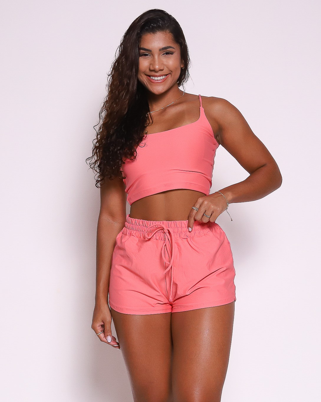 Comprar Conjunto Short Boxer Basic Light Aquarela + Top Regatinha - Lolla Fit