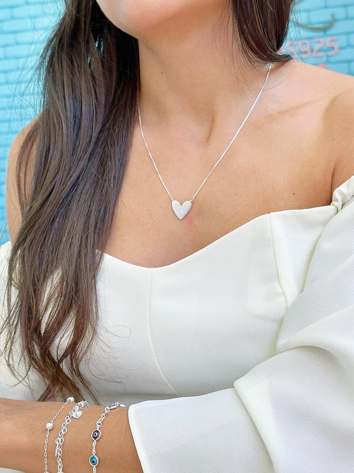 Comprar Colar de Prata Coração Chapa Lisa