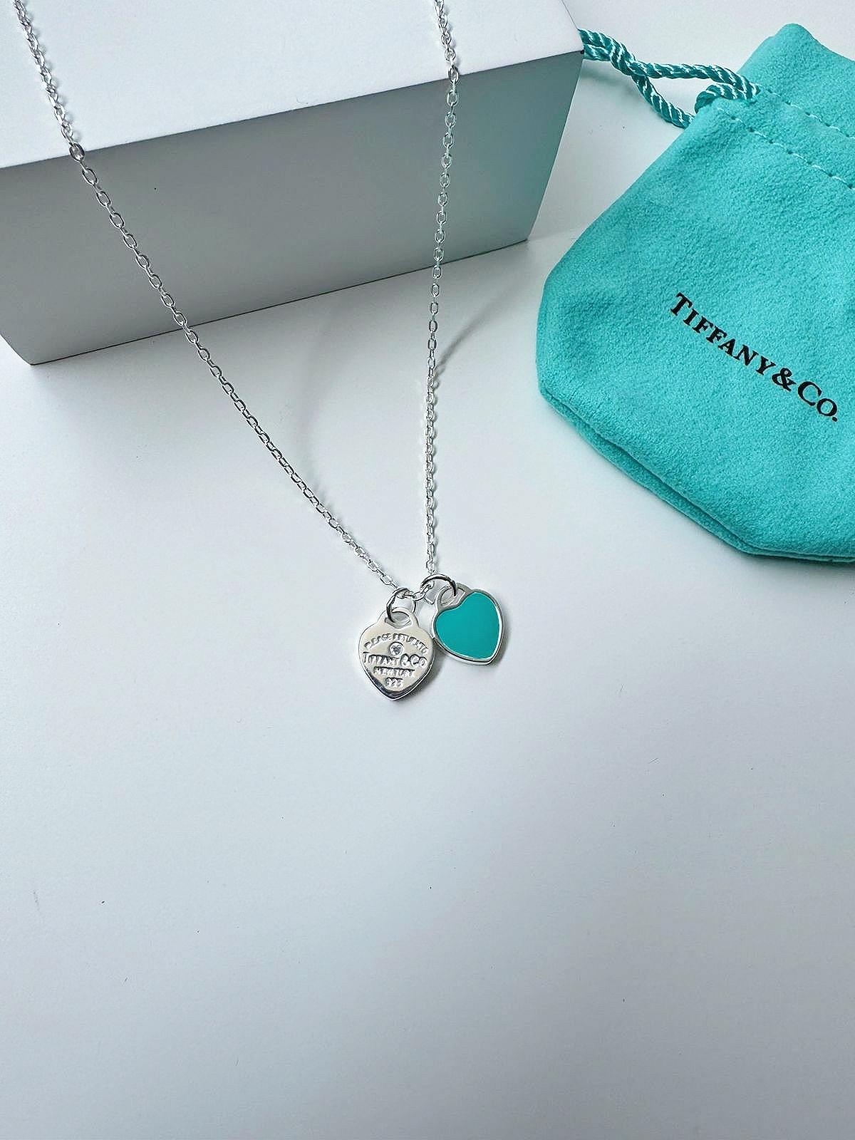 Comprar Colar Duplo Corações Tiffany AZUL - CLPratas | Com você linda ...