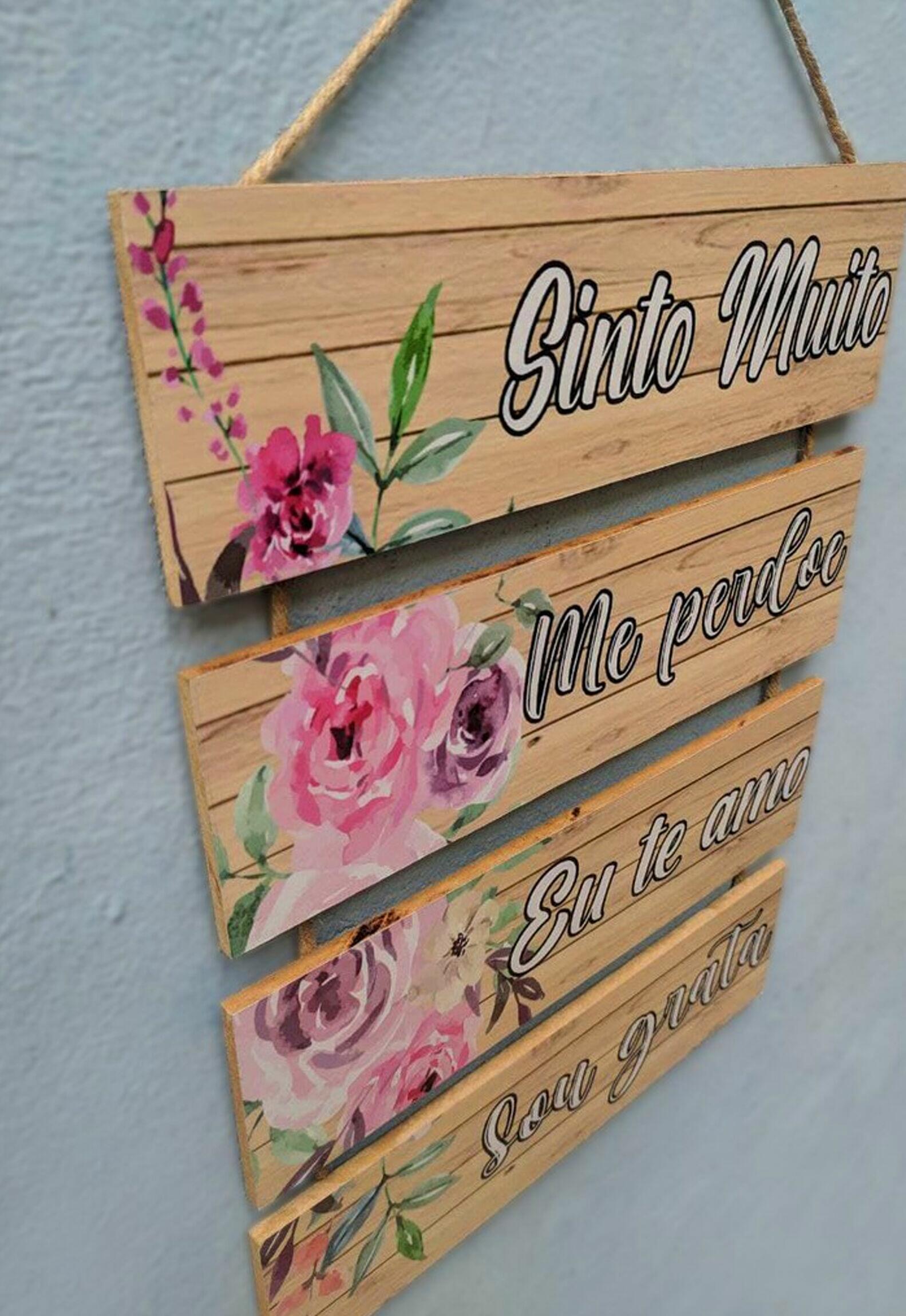 Comprar Ripa Sinto Muito Me Perdoe Te amo Sou grata Hoponopono placa com sisal mdf - R$34,99 ...