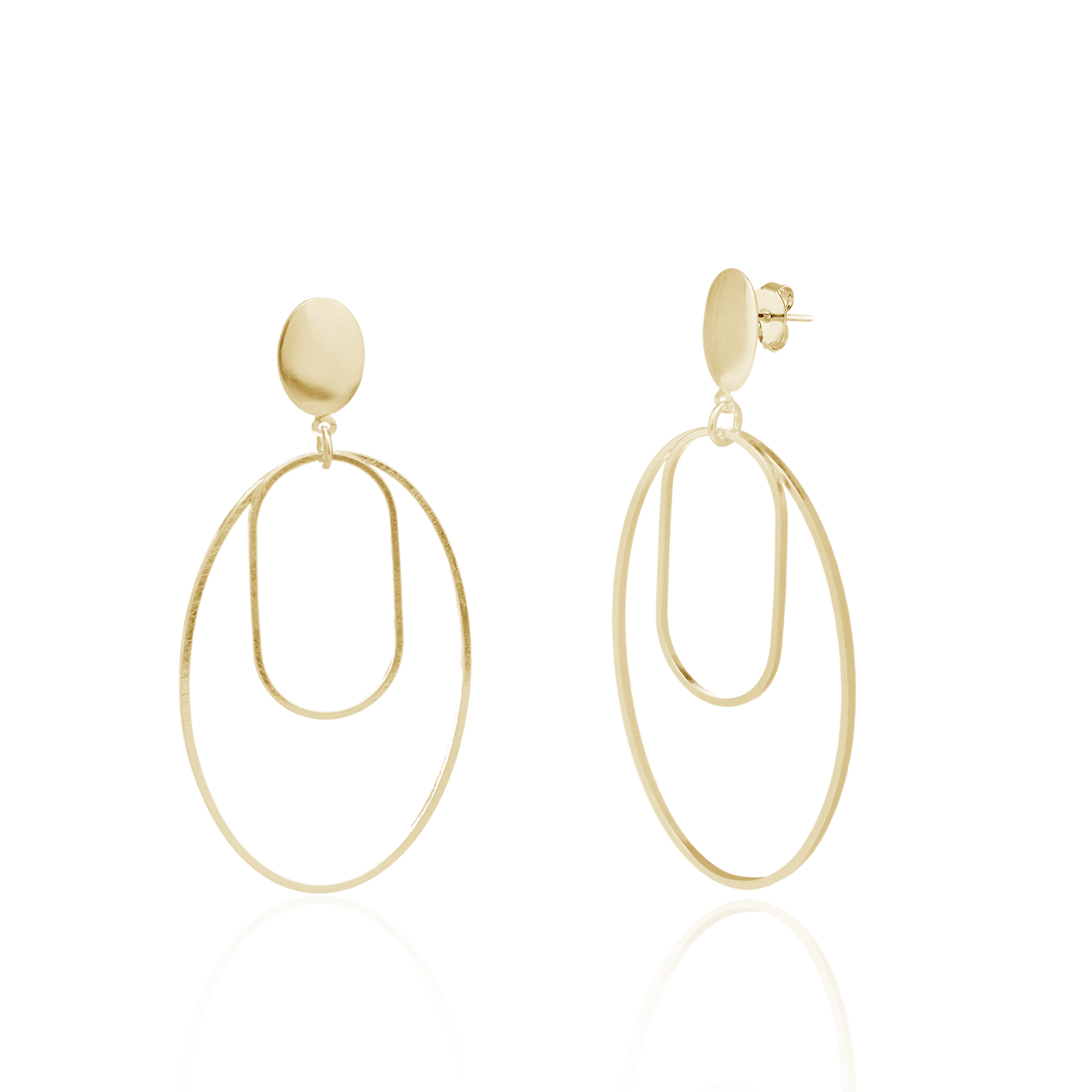 Comprar Brinco Pendurado Base Oval Lisa Detalhe Argolas Ovais Vazadas ...