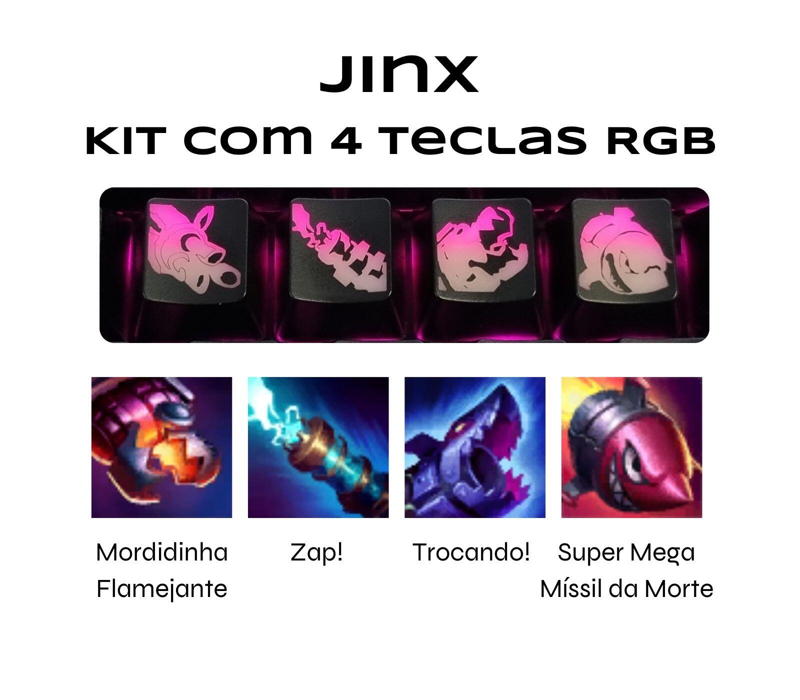 Keycaps Jinx League of Legends - 4 Teclas Personalizadas (ABS, OEM R3 ...