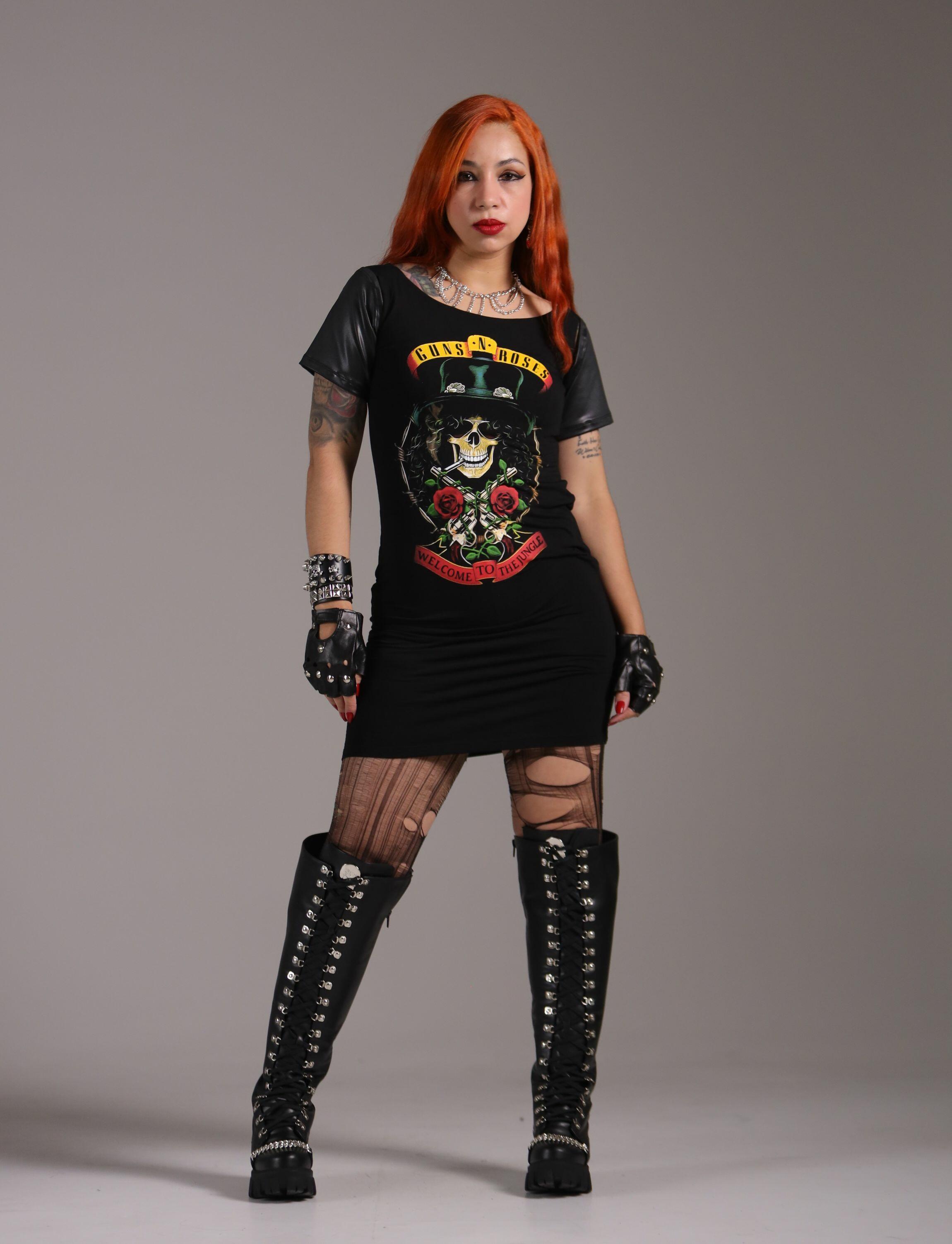Comprar Vestido Guns N Roses Manga Recorte Estilizada