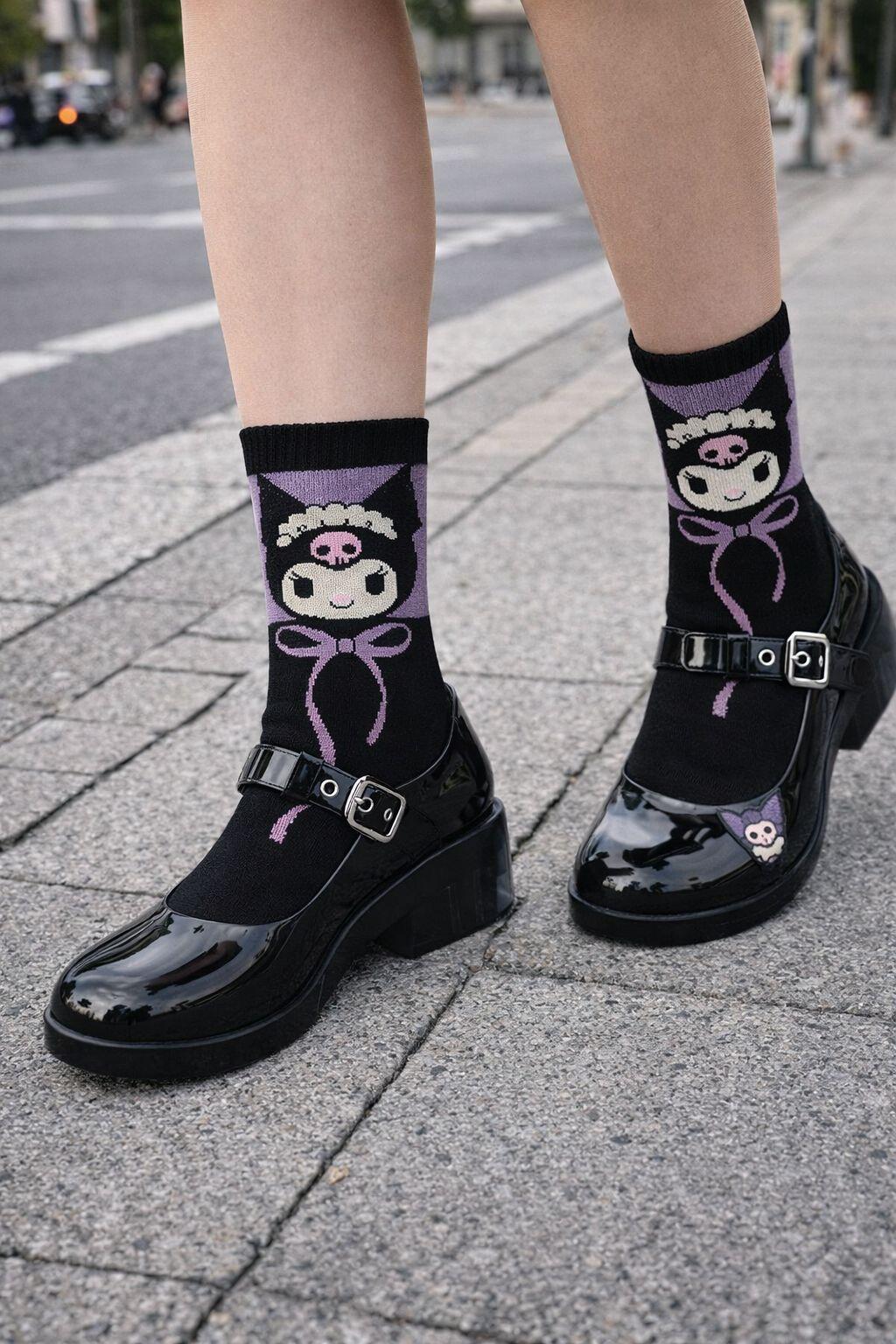 Comprar Meia Cano Médio Kuromi - R$39,99 - Cabide do Rock