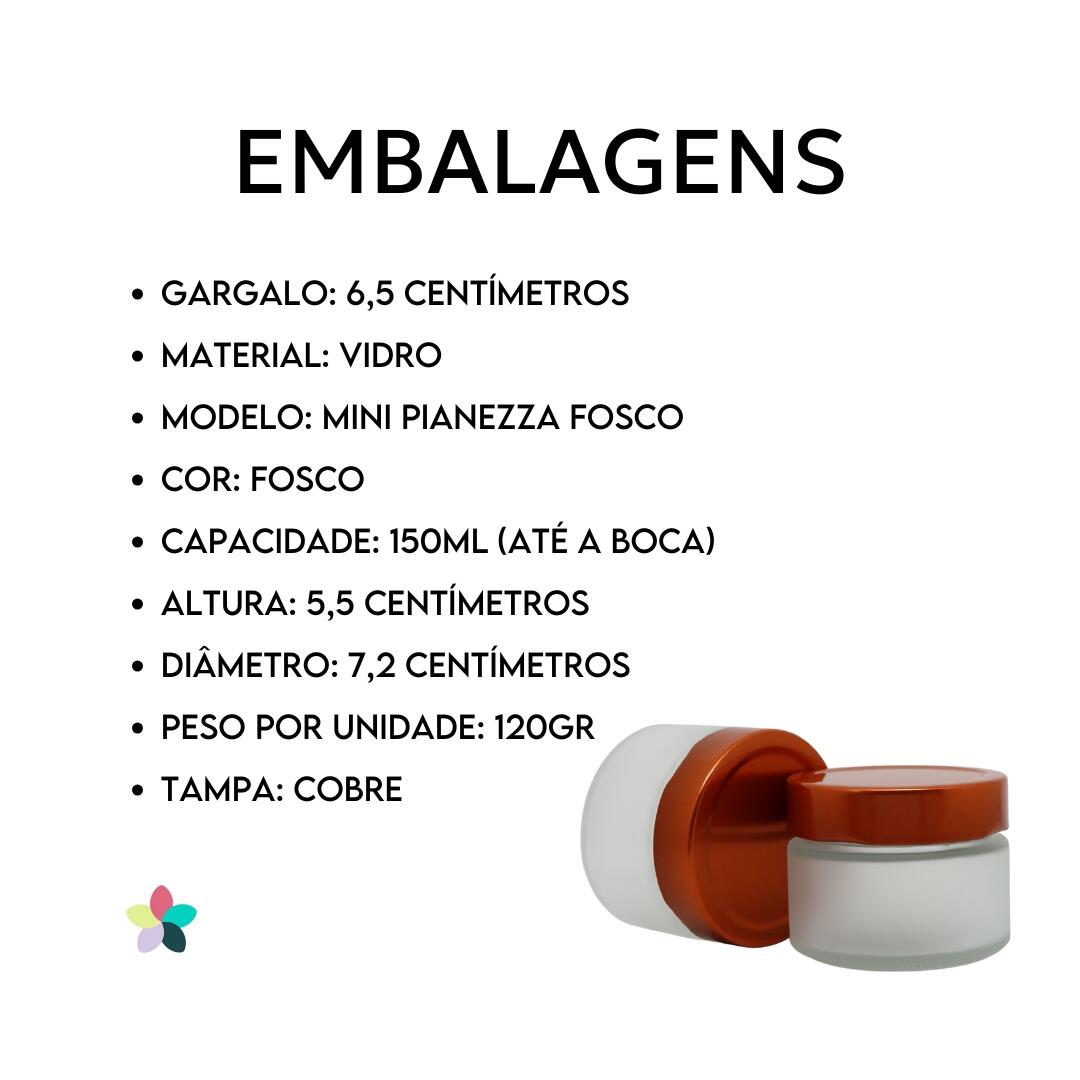 Kit com 6 Potes de Vidro Mini Pianezza 150ml - Fosco
