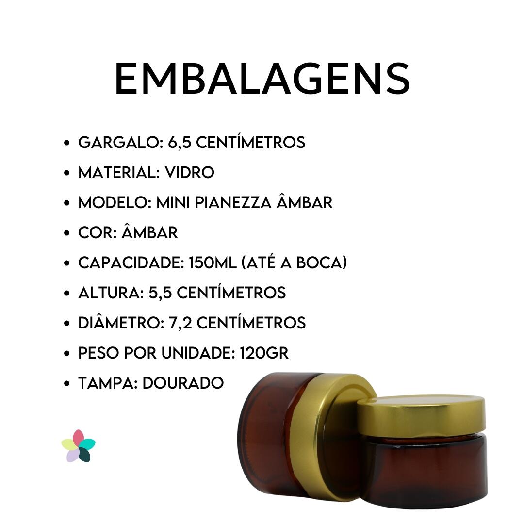 Kit com 12 Potes de Vidro Mini Pianezza 150ml - Âmbar
