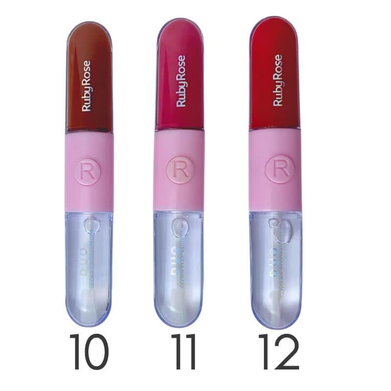 DUO Batom líquido e gloss Ruby Rose