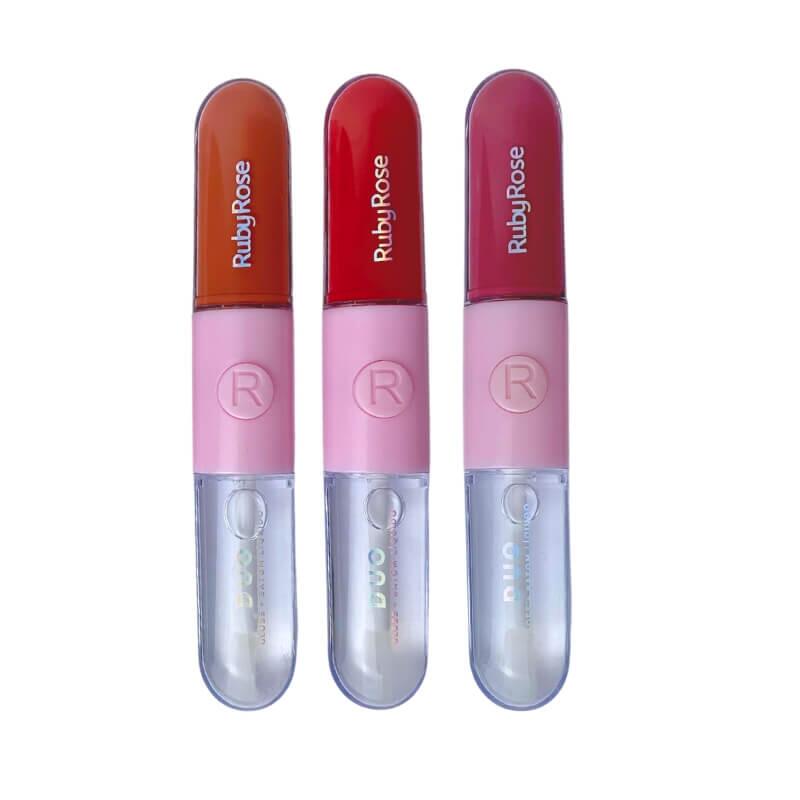 DUO Batom líquido e gloss Ruby Rose