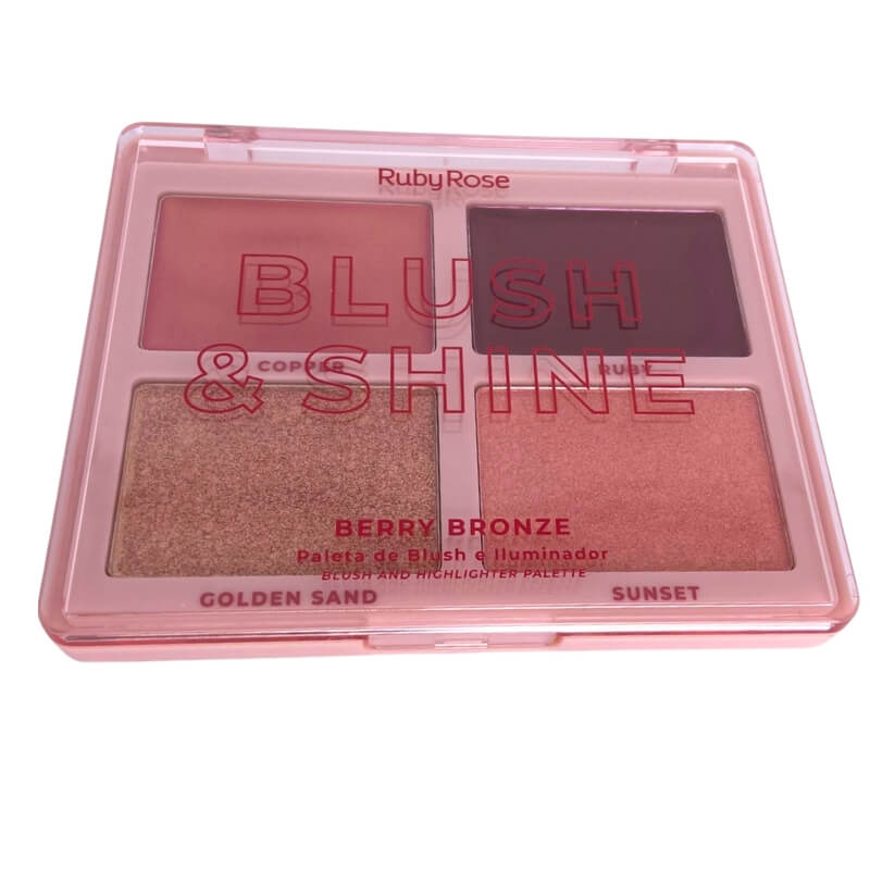 Paleta Blush e Iluminador Berry Bronze Ruby Rose