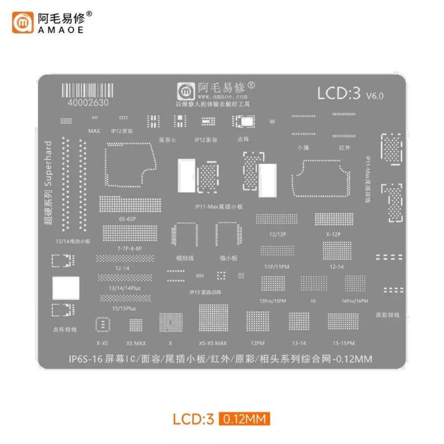 Comprar Stencil AMAOE LCD:3 v6.0 IP6S-16 Series 0.12mm - a partir de R$49,50 - HCELL ...