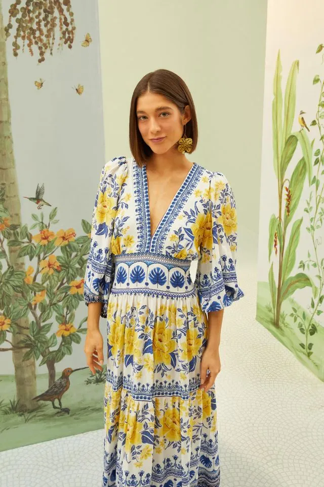 Comprar Vestido Longo Manga Azulina FARM - Alto Verão 2025 - Loja KJU ...