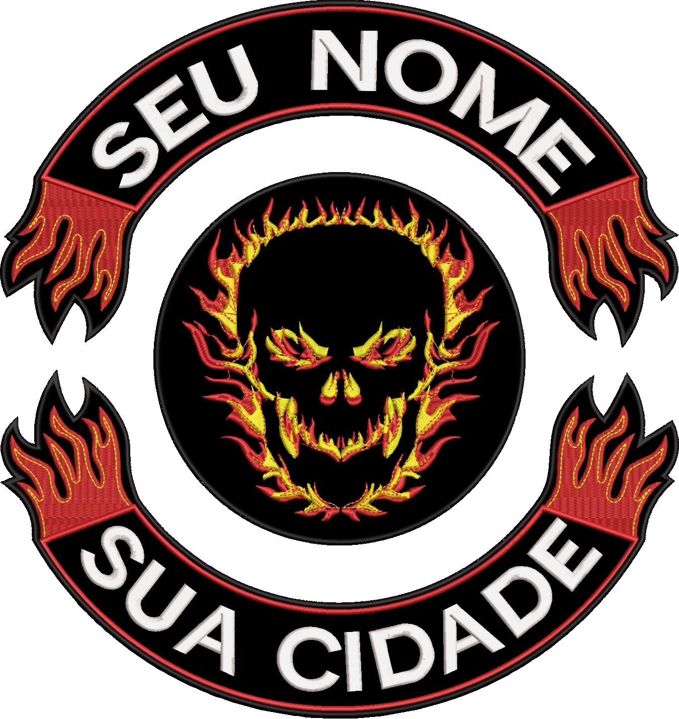 Comprar Patch Bordado Fire Skull Caveira em Chamas 37x35 cm - Cód.1392 - a partir de R$84,43
