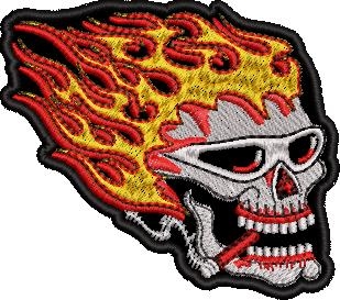 Comprar Patch Bordado Fire Skull 7x8 cm Cód.1484 - a partir de R$18,04