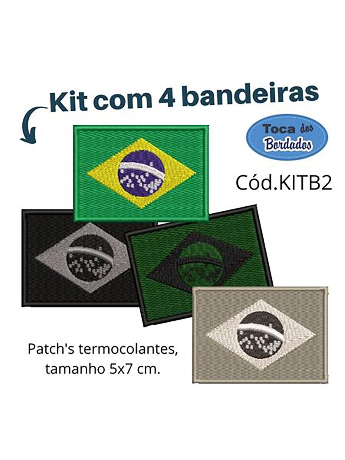 Comprar Kit Patch Bordados Brasil C/4 bandeiras 5x7 cm Cód.KITB2 - a partir de R$44,70