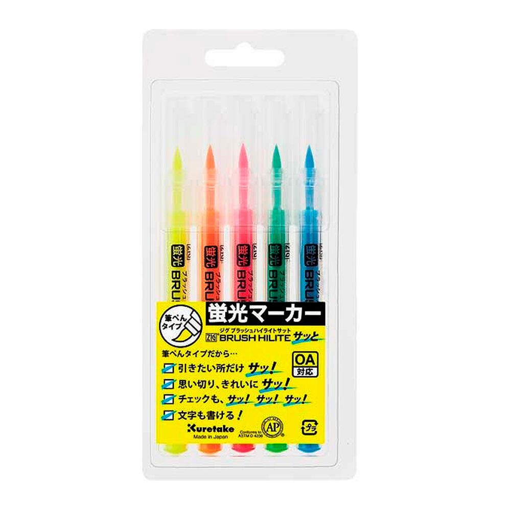 Comprar Marcador Brush Kuretake Zig com 5 Cores Neon - a partir de R$55,00