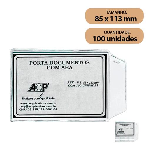 Comprar Protetor Porta Documentos com Aba Acp 85x113mm P-8 C/100 - a ...