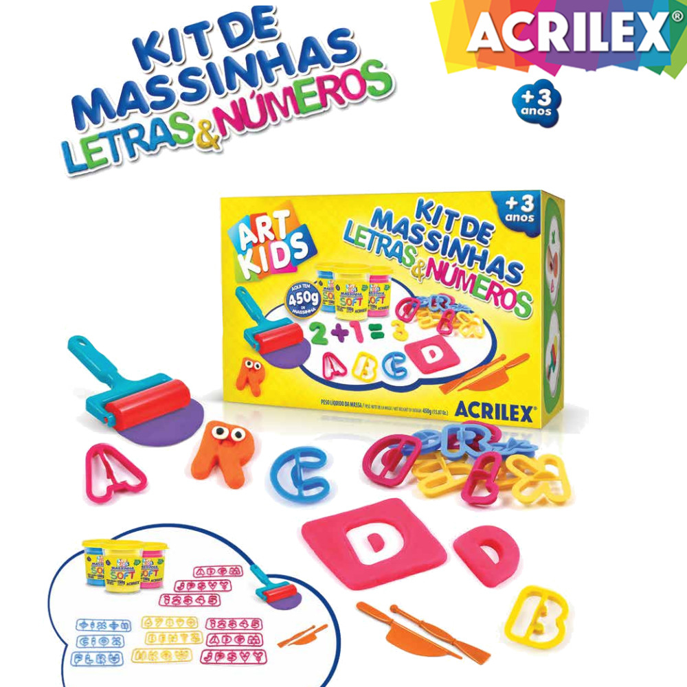Comprar Kit Massinhas de Modelar Infantil Acrilex Letras e Números ...