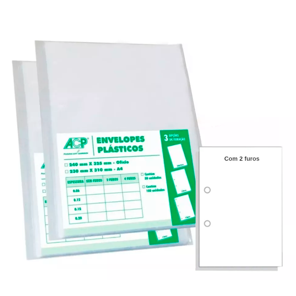 Comprar Envelope Saco Plástico A4 Acp 0,15mm 2 Furos C/100 Grosso - a ...