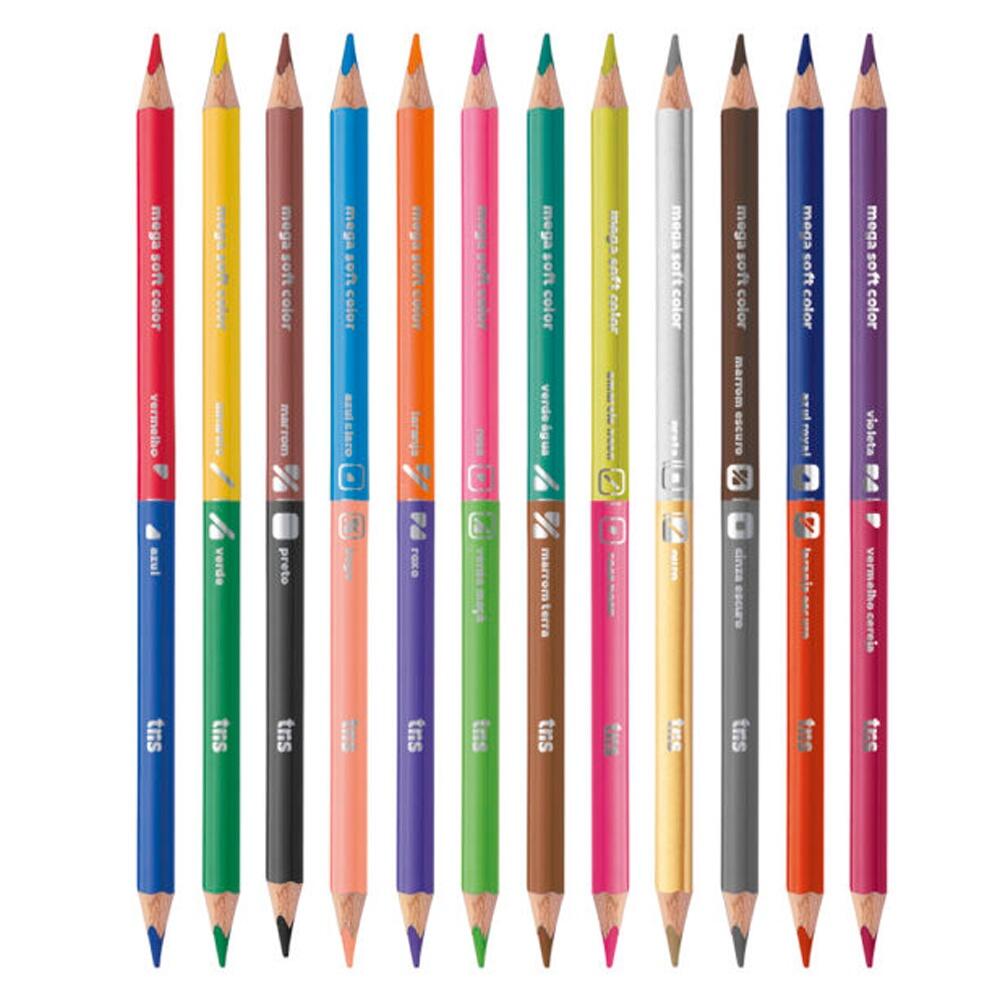 Comprar Lápis de Cor Tris Mega Soft Color Bicolor 24 Cores 12 Unid. - a ...