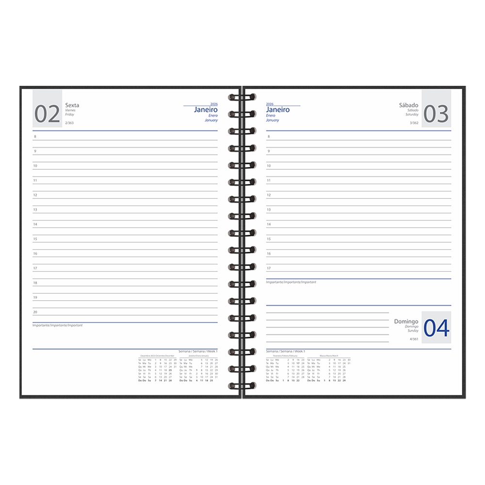 Comprar Agenda 2026 Redoma Espiral Diária Mônaco Preta 170x240mm - a ...