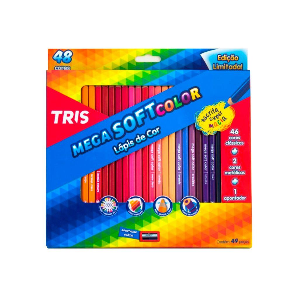 Comprar Lápis de Cor Tris Mega Soft Color 48 Cores + Apontador ...